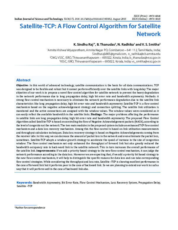 (PDF) Satellite-TCP: A Flow Control Algorithm for Satellite Network