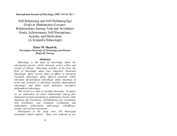 (PDF) Self-enhancing and self-defeating ego orientation: Relations with ...