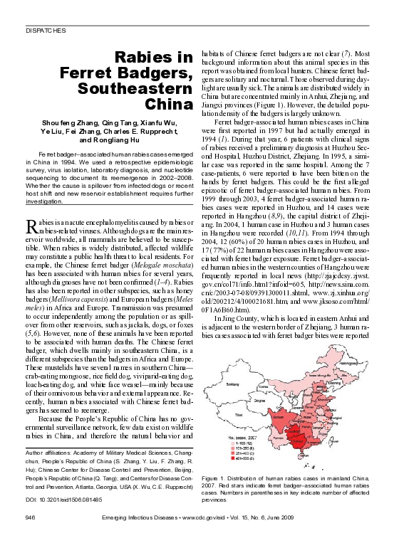 (PDF) Rabies in Ferret Badgers, Southeastern China