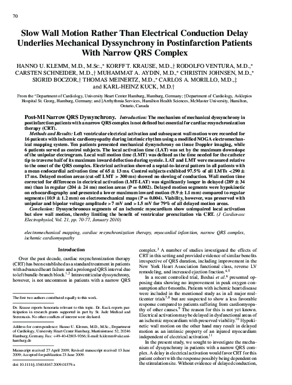 (PDF) Slow Wall Motion Rather Than Electrical Conduction Delay ...