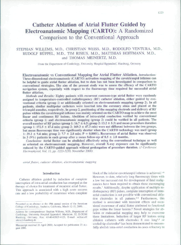 (PDF) Catheter Ablation of Atrial Flutter Guided by Electroanatomic Mapping (CARTO): A ...