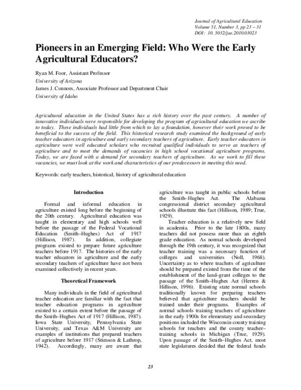 (PDF) Pioneers in an Emerging Field: Who Were the Early Agricultural ...