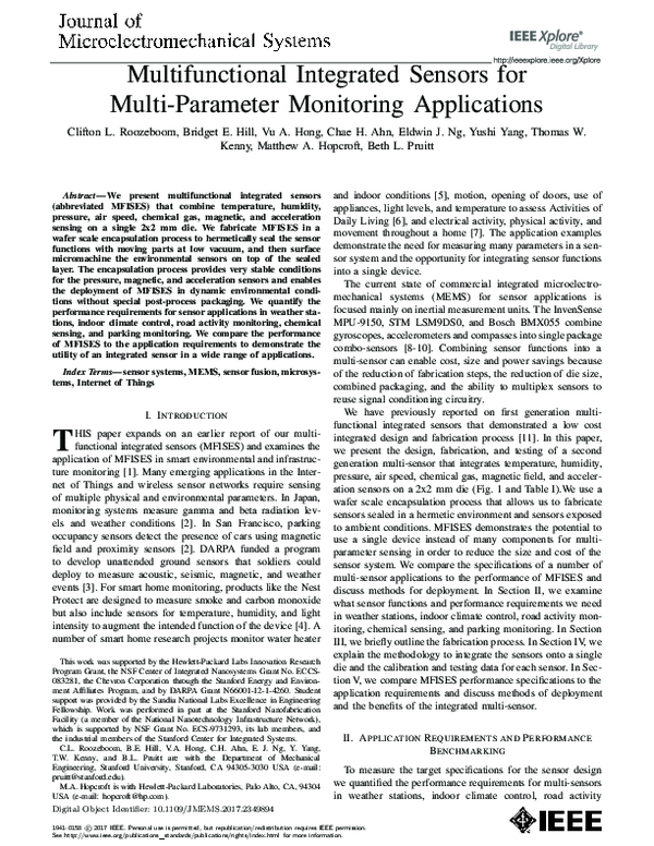 (PDF) Multifunctional Integrated Sensors for Multiparameter Monitoring ...
