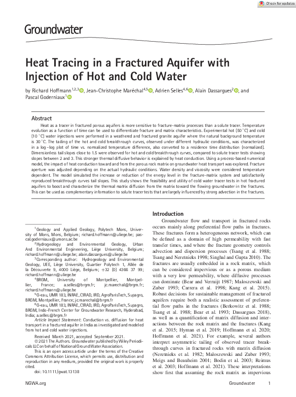 (PDF) Heat Tracing in a Fractured Aquifer with Injection of Hot and ...