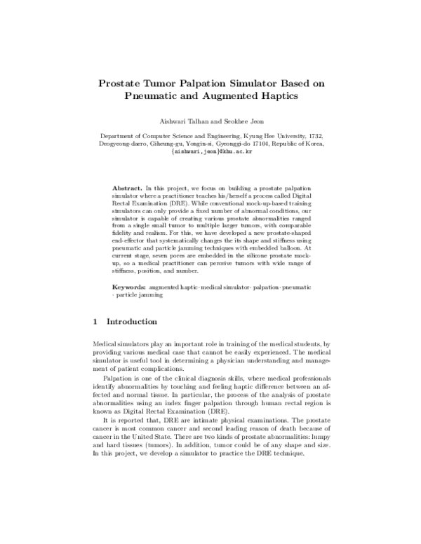 (PDF) Prostate Tumor Palpation Simulator Based on Pneumatic and ...
