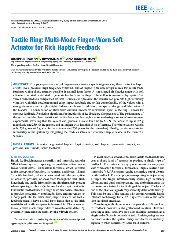 (PDF) Tactile Ring: Multi-Mode Finger-Worn Soft Actuator for Rich ...