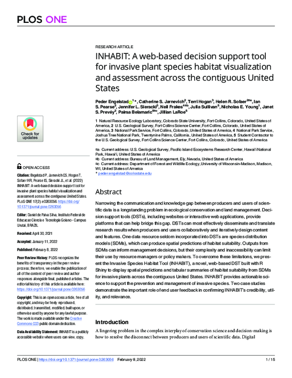 Pdf Inhabit A Web Based Decision Support Tool For Invasive Plant