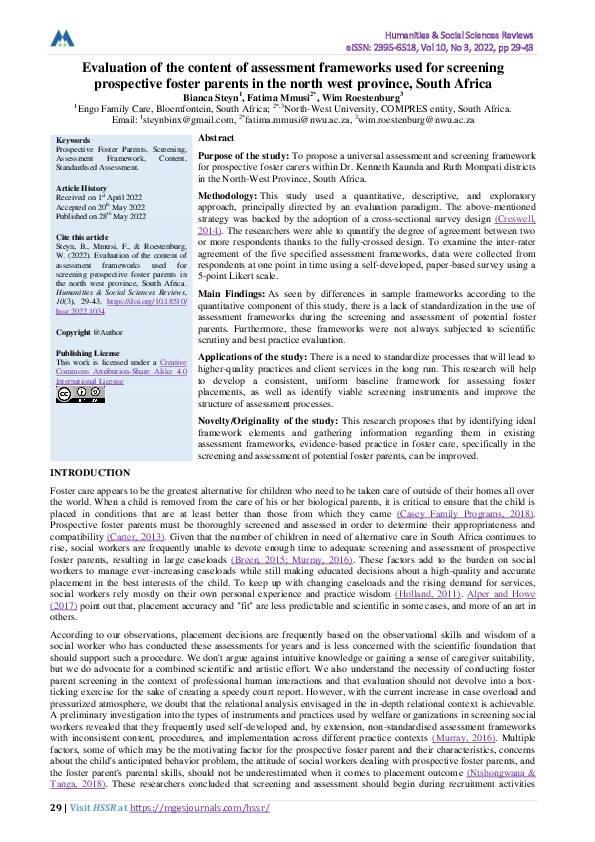 (PDF) Evaluation of the content of assessment frameworks used for ...