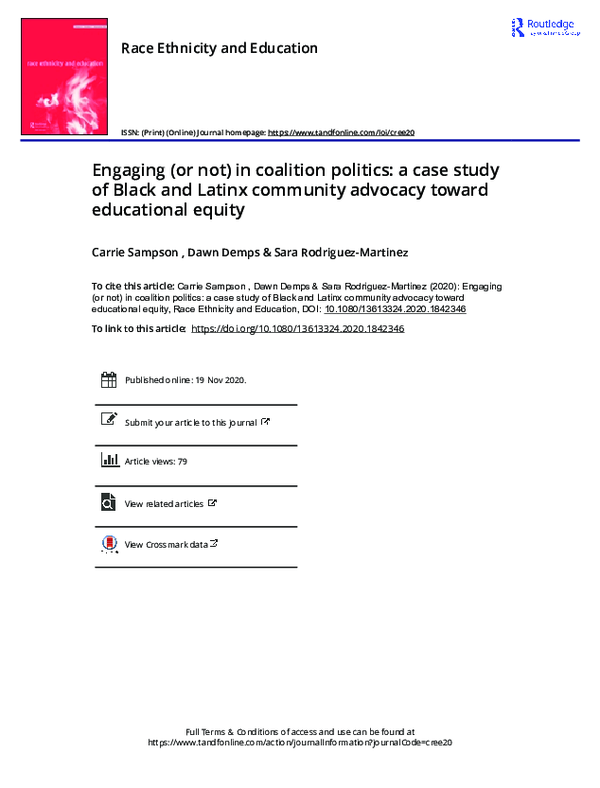 (PDF) Engaging (or not) in coalition politics: a case study of Black ...