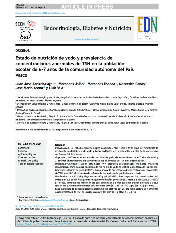 (PDF) Estado de nutrición de yodo y prevalencia de concentraciones ...