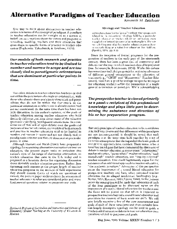 (PDF) Alternative Paradigms of Teacher Education