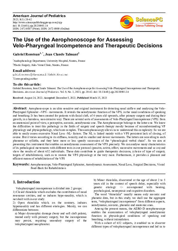 (PDF) Aerophonoscope: Assessing VPI and Therapy