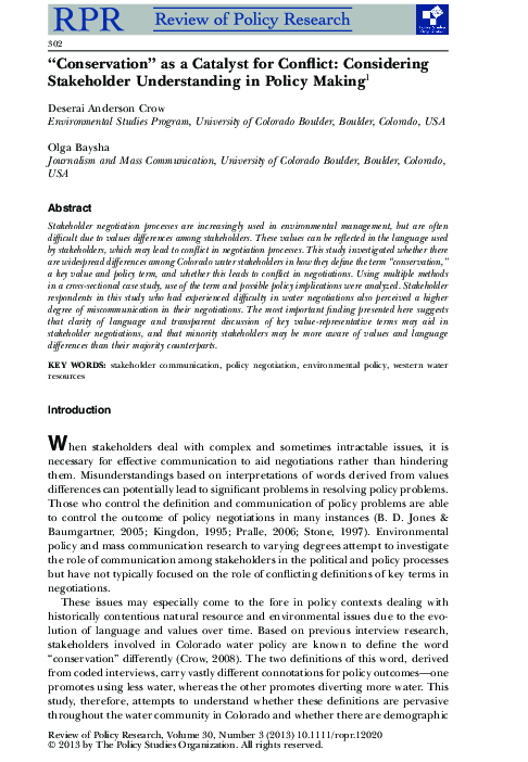 (PDF) “Conservation” as a Catalyst for Conflict: Considering ...
