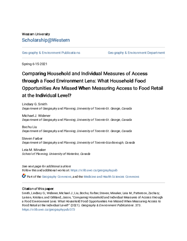 (PDF) Comparing Household and Individual Measures of Access through a ...