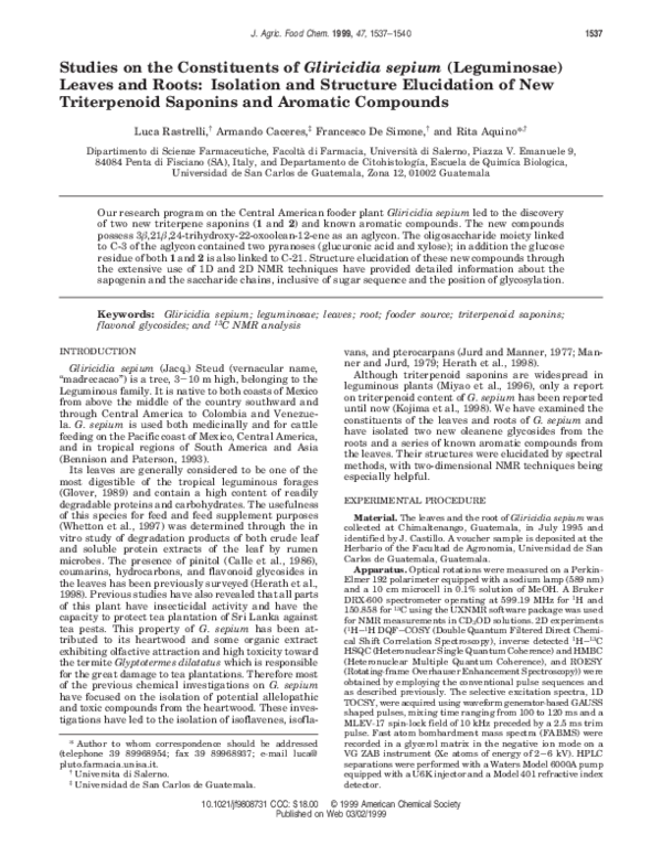 (PDF) Studies on the Constituents of Gliricidia sepium (Leguminosae ...