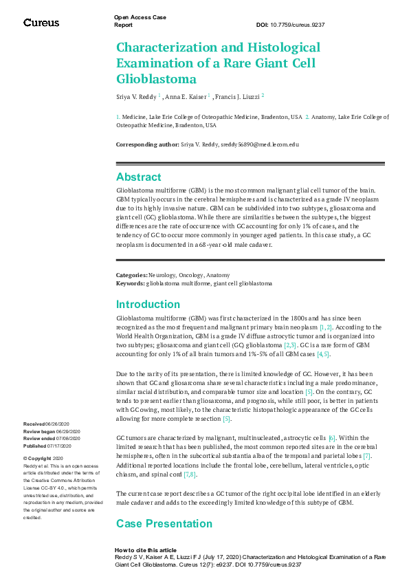 (PDF) Characterization and Histological Examination of a Rare Giant ...