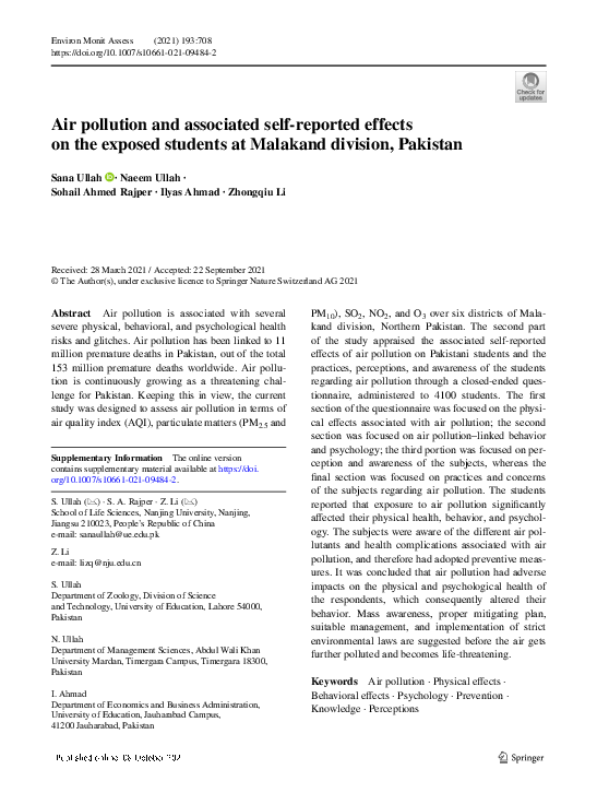 (PDF) Air pollution and associated self-reported effects on the exposed ...