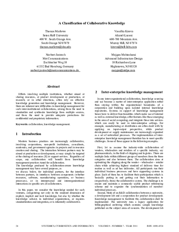(PDF) A Classification of Collaborative Knowledge