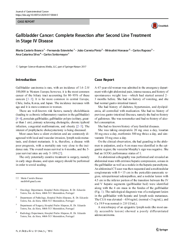 (PDF) Gallbladder Cancer: Complete Resection after Second Line ...