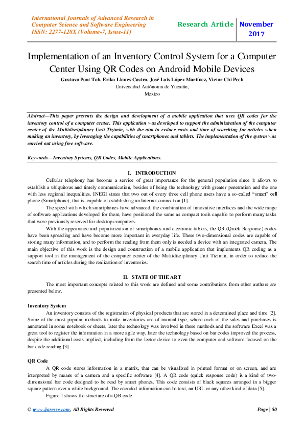 (PDF) Implementation of an Inventory Control System for a Computer Center Using QR Codes on ...