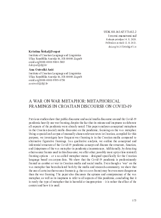 (PDF) A War on War Metaphor