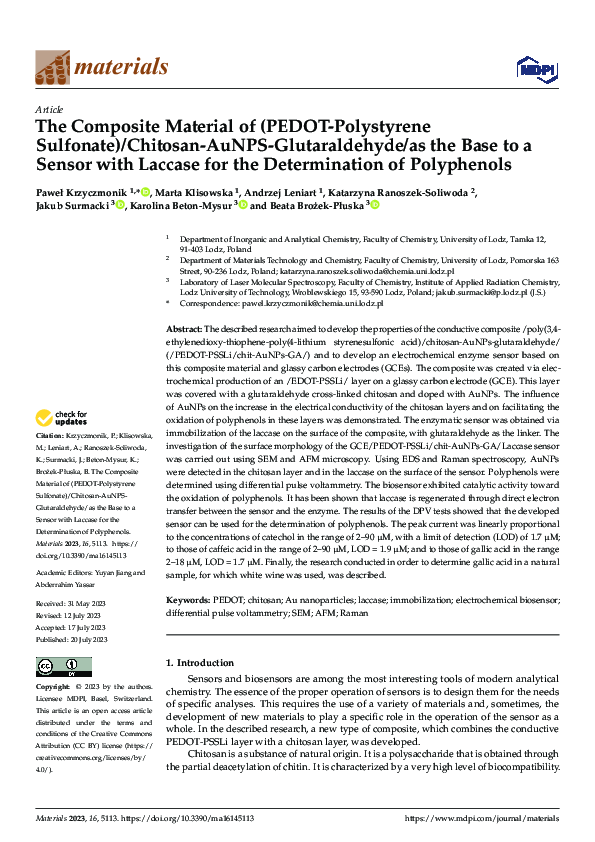 (PDF) The Composite Material of (PEDOT-Polystyrene Sulfonate)/Chitosan ...