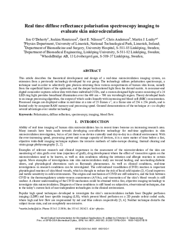 (PDF) Real time diffuse reflectance polarisation spectroscopy imaging ...