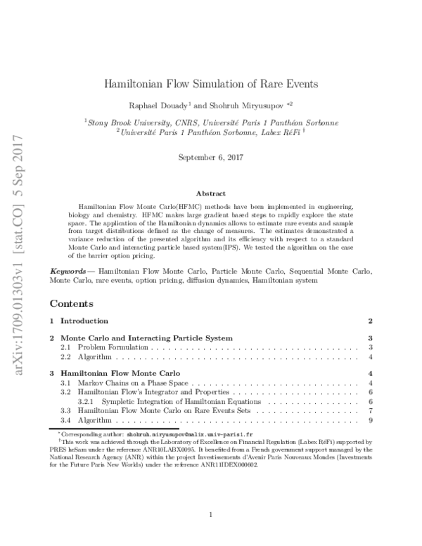 (PDF) Hamiltonian Flow Simulation of Rare Events | Raphael Douady - Academia.edu