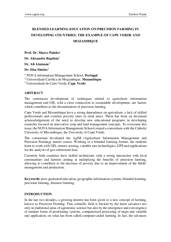 (PDF) Blended Learning Education on Precision Farming in Developing ...