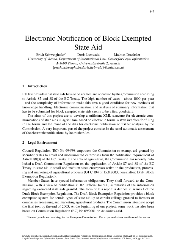 (PDF) Electronic Notification of Block Exempted