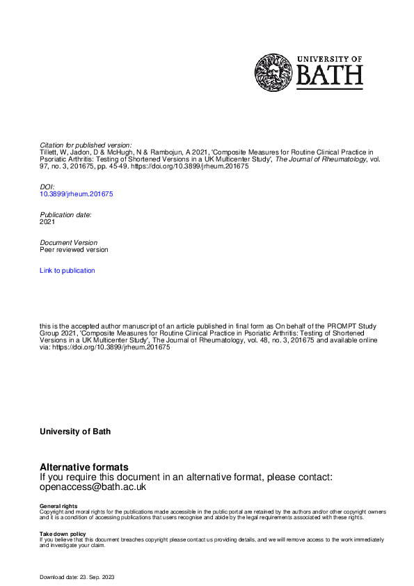 (PDF) Composite Measures for Routine Clinical Practice in Psoriatic ...