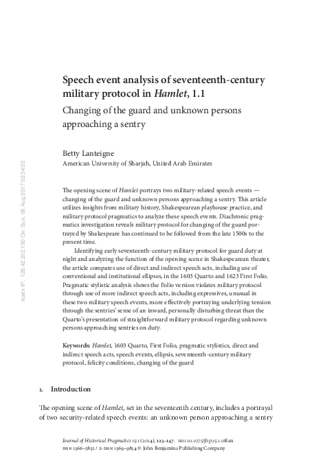 (PDF) Speech event analysis of seventeenth-century military protocol in ...