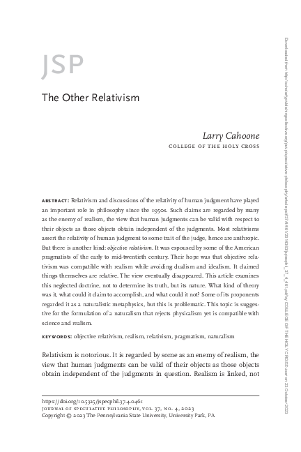 (PDF) The Other Relativism