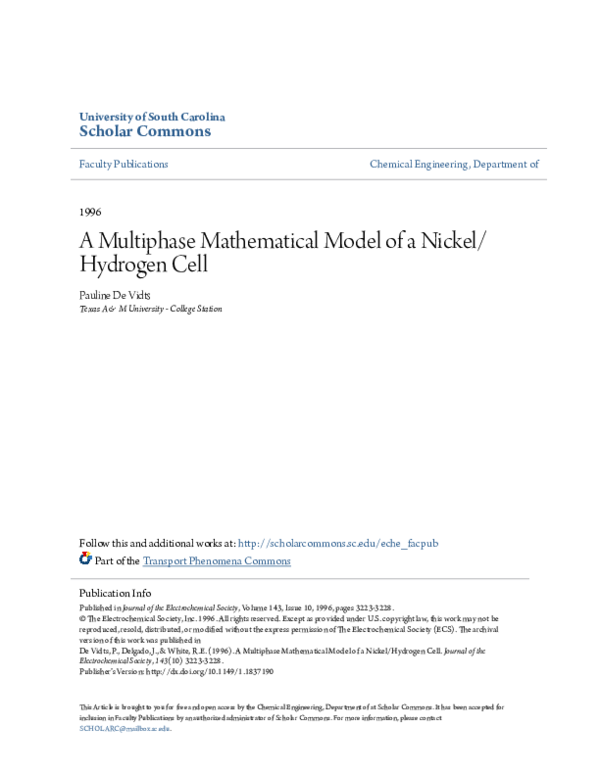 (PDF) A Multiphase Mathematical Model of a Nickel/Hydrogen Cell