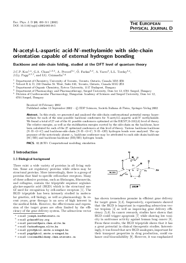(PDF) N-acetyl-L-aspartic acid-N'-methylamide with side-chain ...