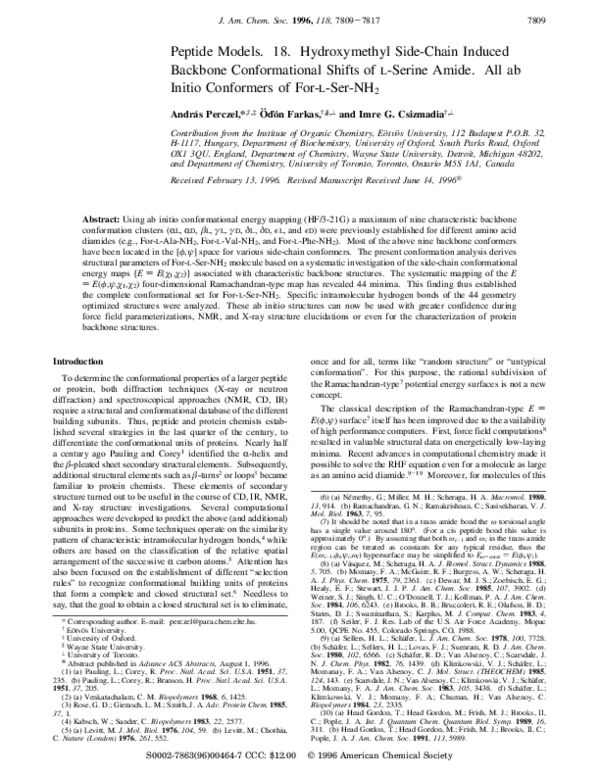 (PDF) Peptide Models. 18. Hydroxymethyl Side-Chain Induced Backbone ...