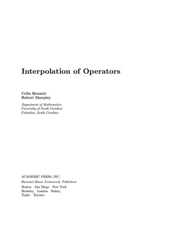 (PDF) Interpolation of operators