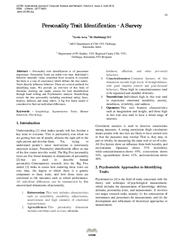 (PDF) PeTrait Identification rsonality Trait Identification rsonality ...