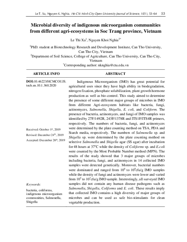 (PDF) Microbial diversity of Indigenous microorganism communities from ...