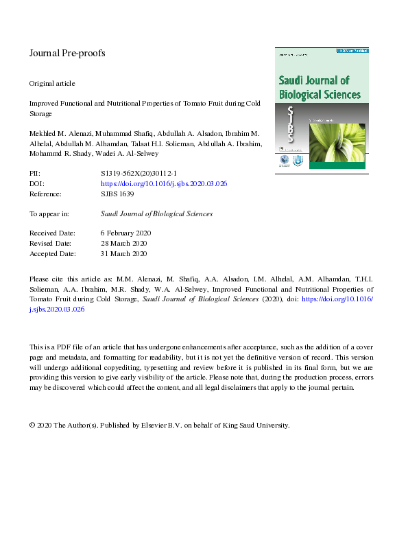 (PDF) Improved functional and nutritional properties of tomato fruit ... (PDF) Improved functional and nutritional properties of tomato fruit ...