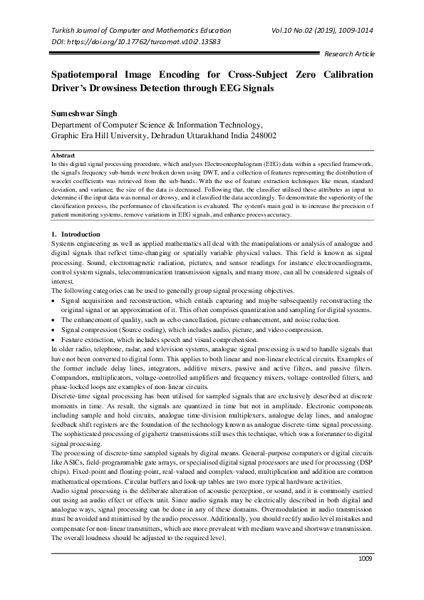 (PDF) Spatiotemporal Image Encoding for Cross-Subject Zero Calibration Driver’s Drowsiness ...