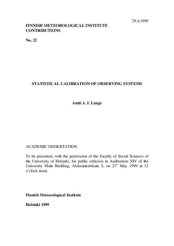 (PDF) Statistical Calibration of Observing Systems