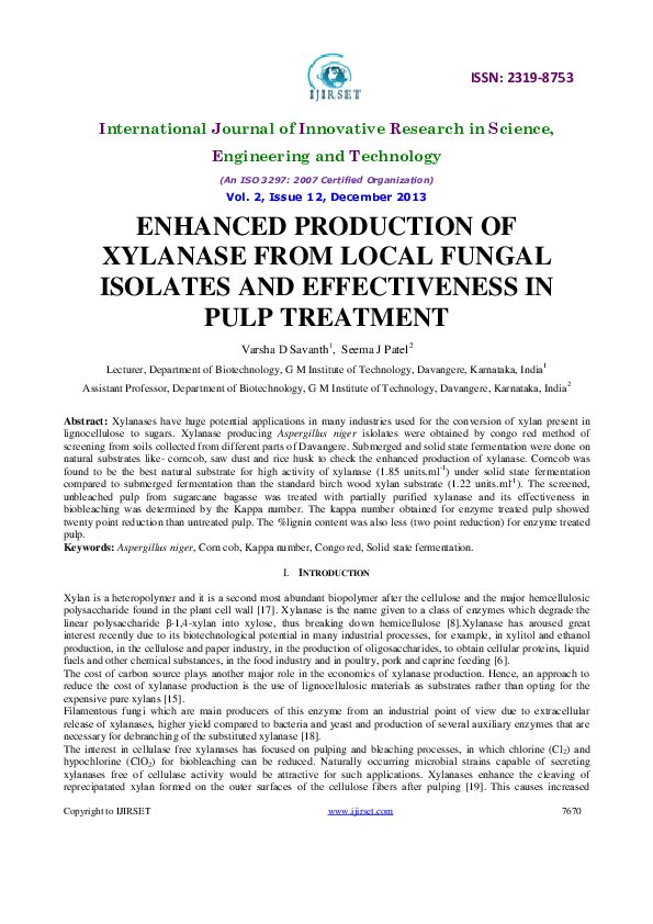 (PDF) Enhanced Production of Xylanase from Local Fungalisolates and ...