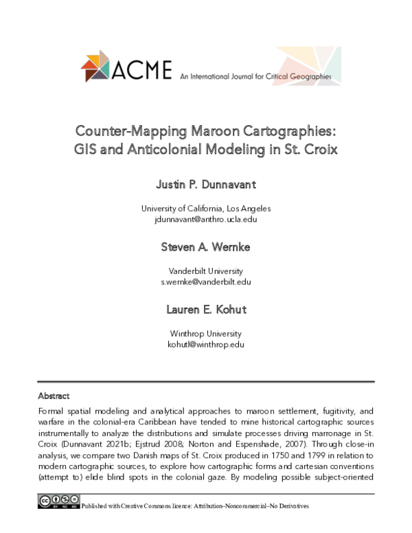 (PDF) Counter-Mapping Maroon Cartographies: GIS and Anticolonial ...