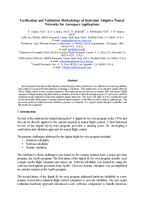 (PDF) Verification and Validation Methodology of Real-Time Adaptive Neural Networks for ...