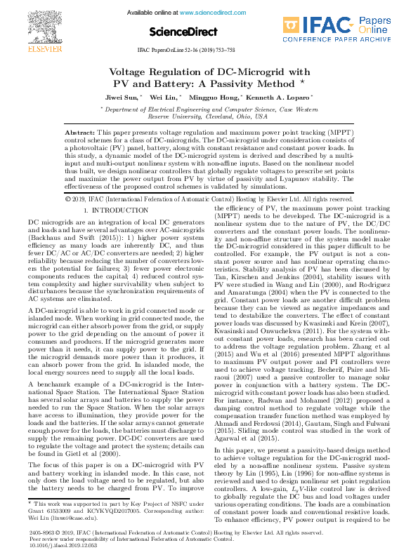 (PDF) Voltage Regulation of DC-Microgrid With PV and Battery