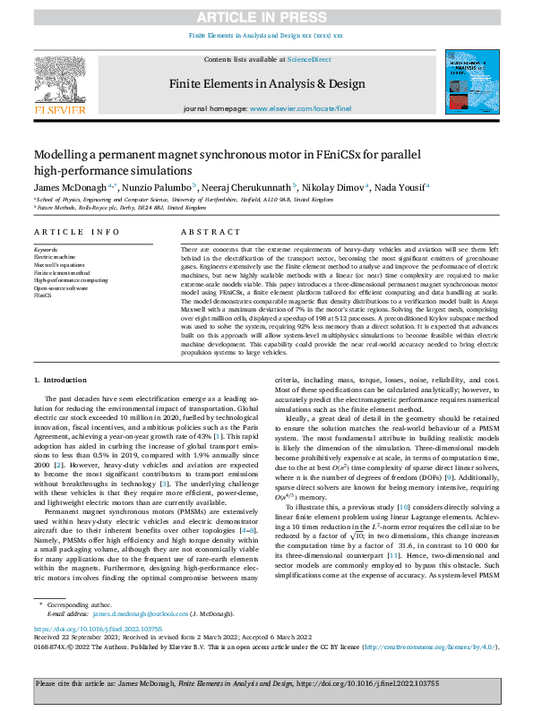 (PDF) Modelling a permanent magnet synchronous motor in FEniCSx for ...