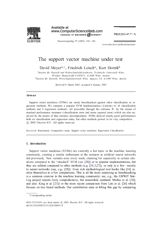 (PDF) The support vector machine under test
