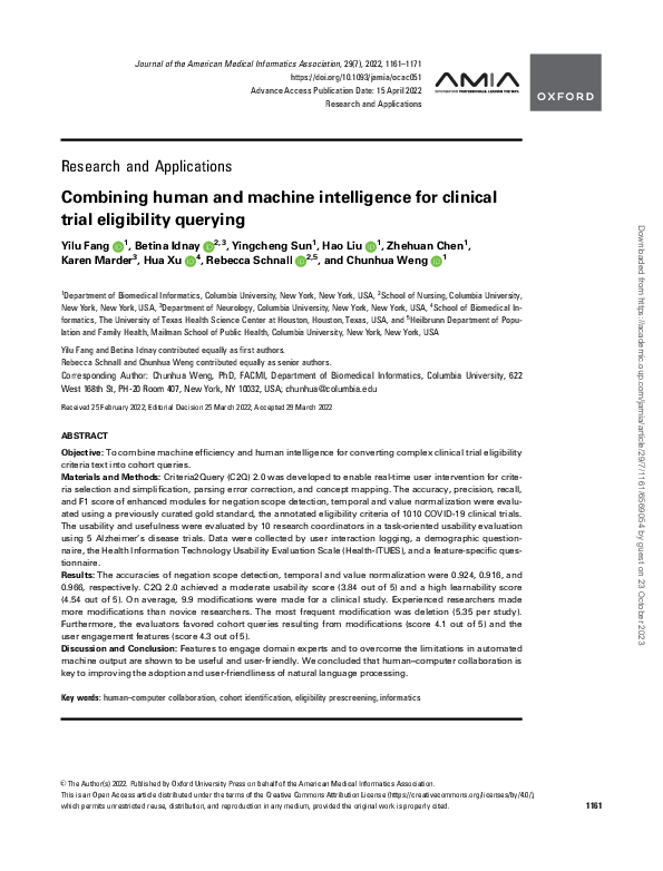 (PDF) Combining human and machine intelligence for clinical trial ...