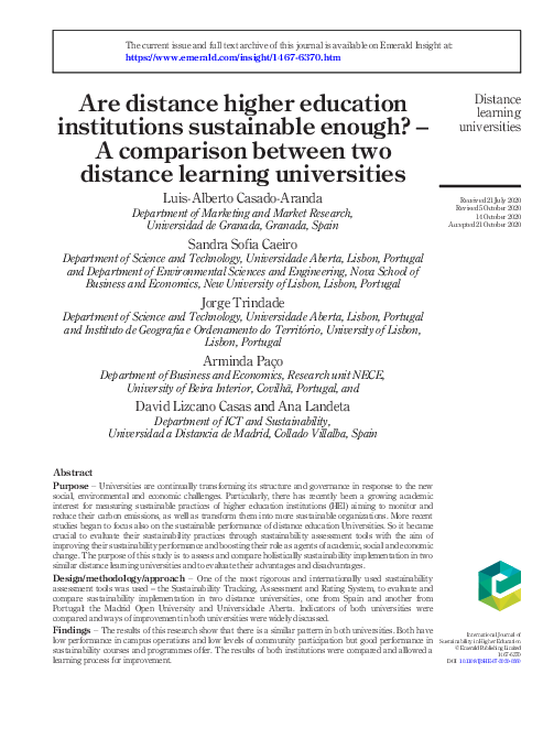 (PDF) Are distance higher education institutions sustainable enough ...